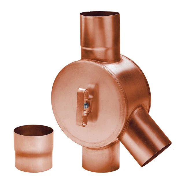 WASSER VERTEILER 2 Wege Kupfer Fallrohr DN 100 Wasserweiche mit Adapter ...