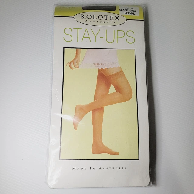 VINTAGE KOLOTEX AUSTRALIA Thigh High Stay Ups Sheer Stockings - Grey ...