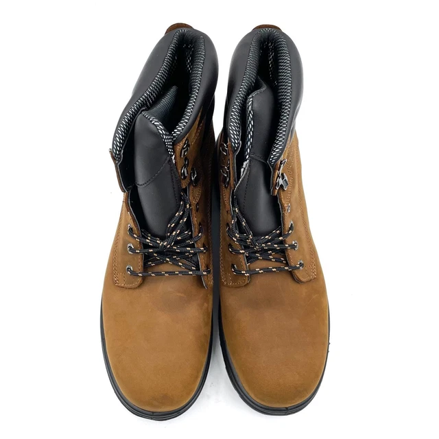 BLUNDSTONE 143 SAFETY Work Boots Crazy Horse Brown Lace Up Sz 14 US Men ...