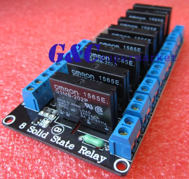 5V 8 CHANNEL OMRON SSR G3MB-202P Solid State Relay Module For Arduino ...