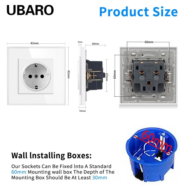 PRESA CAMERA DA Letto Base Ricambio Tappi da Parete 110-250V 16a ...