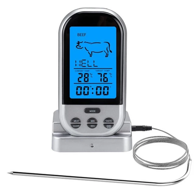 FOOD MEAT OVEN BBQ Thermometer Digital Wireless Remote Probe Kitchen ...