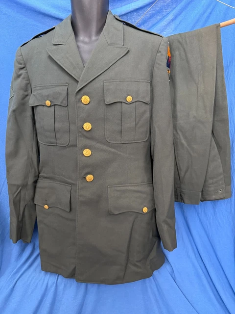 1962 US ARMY Wool Serge Field JACKET + Uniform Pants ODG Armor ...