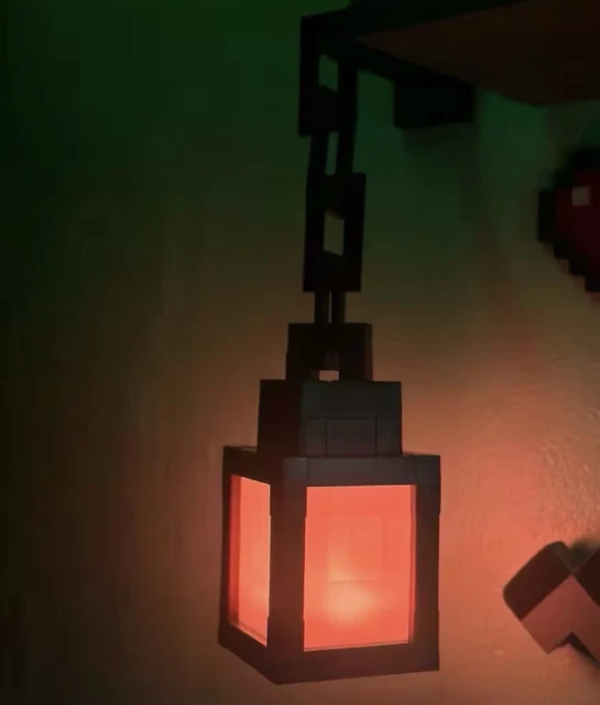 RECHARGEABLE 16-COLOR 3D Pixel Lantern LED Night Light Minecraft Style ...