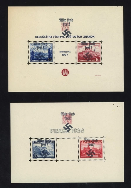 GERMANY SUDETENLAND CZECHOSLOVAKIA Stamps 1937-1938 Bratislava & Prague M/S MNH $18.03 - PicClick AU
