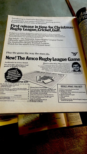 AMCO RUGBY LEAGUE Game ad-New Idea-Oct 1977-Rarity $6.00 - PicClick AU