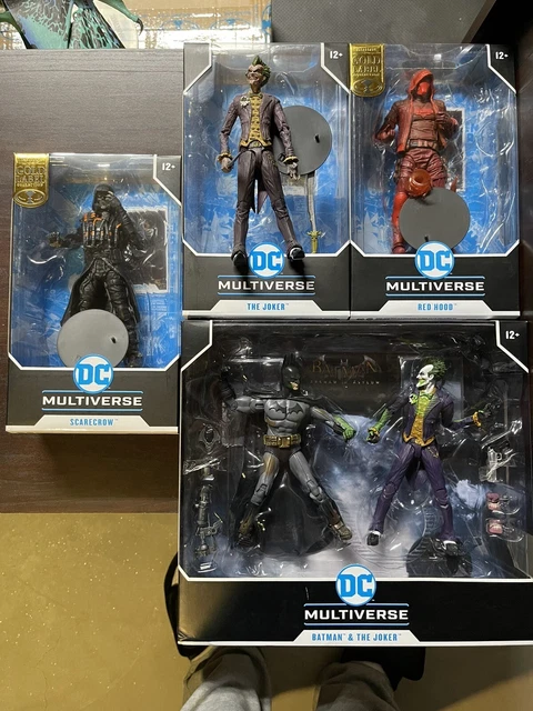 MCFARLANE DC MULTIVERSE Arkham Lot Joker , Scarecrow, Red Hood & Batman ...