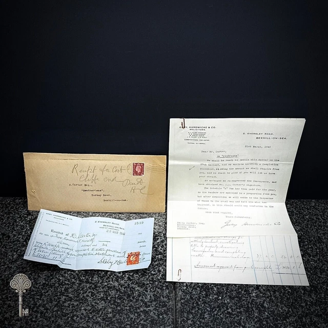 ANTIQUE 1940 LEGAL Documents Letters & Receipts Historical Ephemera Lot ...
