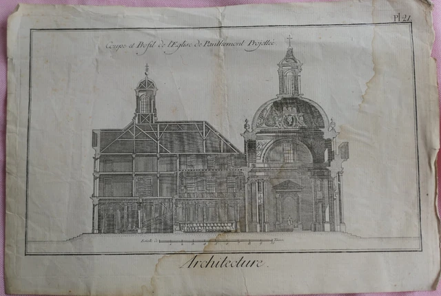 DESSIN D' ARCHITECTURE : Coupe et Profil de l'Eglise de Panthemont ...