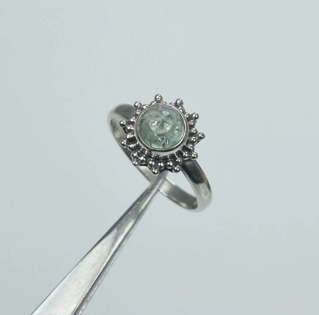 925 SOLID STERLING Silver Aqua Tourmaline Ring-5 us q979 EUR 10,06 ...