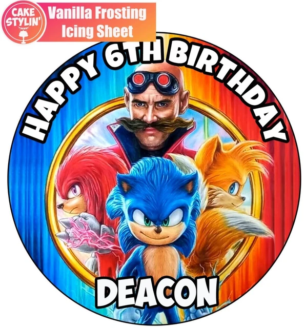 SONIC THE HEDGEHOG Edible Icing Sheet Cake Topper Large Round Kid ...