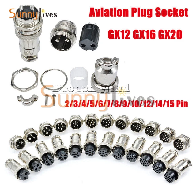 1/5/10SETS GX12/16/20 2-15PIN Panel Aviation Plug Socket Male&Female ...