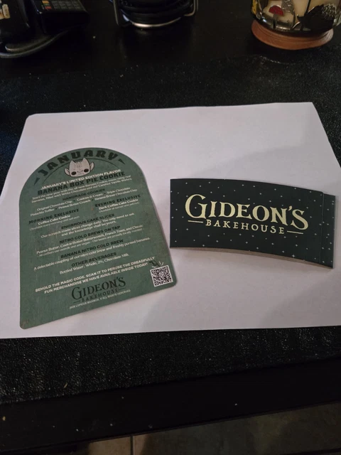 GIDEONS BAKEHOUSE MENU and coffee sleeve January 2026 Disney Springs LE ...