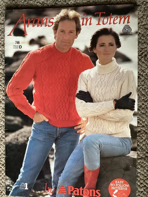 VINTAGE PATONS KNITTING Pattern Book 746 Arans in Totem $5.50 - PicClick AU