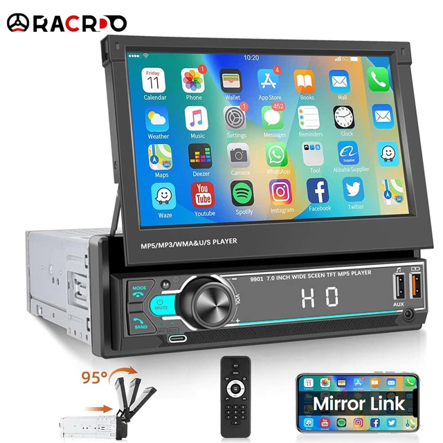 SINGLE 1 DIN Car Radio Stereo Touch Screen Bluetooth Flip out 7 Inch ...