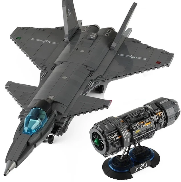 CHINESE AIR FORCE Chengdu J-20 Stealth fighter plane jet engine MOC ...