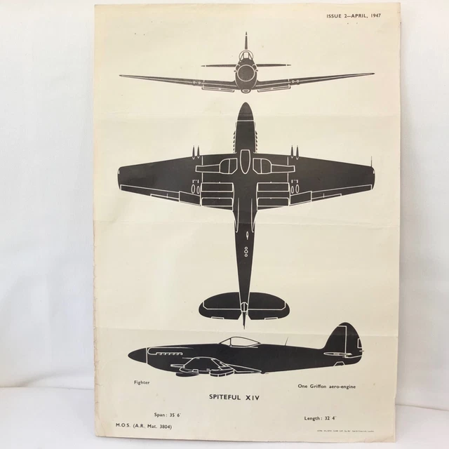 WW2 SPITFIRE XIV Spiteful Aircraft Recognition Poster Royal Air Force ...