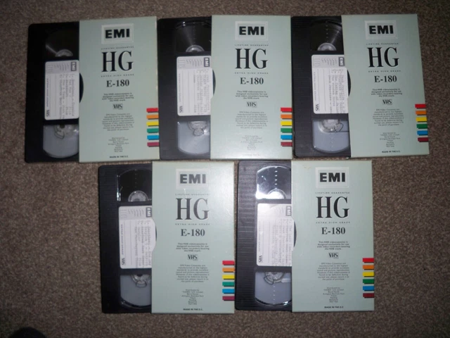 5 X EMI-HG E180 3 Hour VHS Video Tapes Cassettes - Quality Brand £8.50 ...