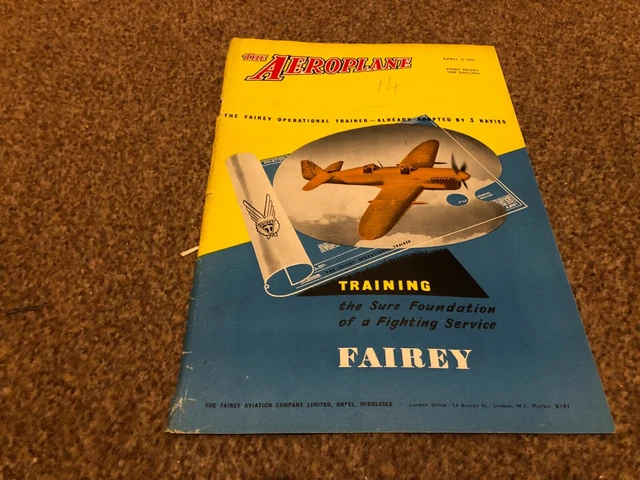 AC64 AEROPLANE MAGAZINE Cover Page 11X8 The Fiarey Operational Trainer ...