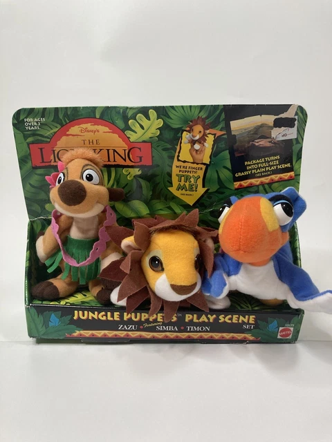 DISNEY 1994 MATTEL Lion King Jungle Finger Puppets Play Scene Timon ...