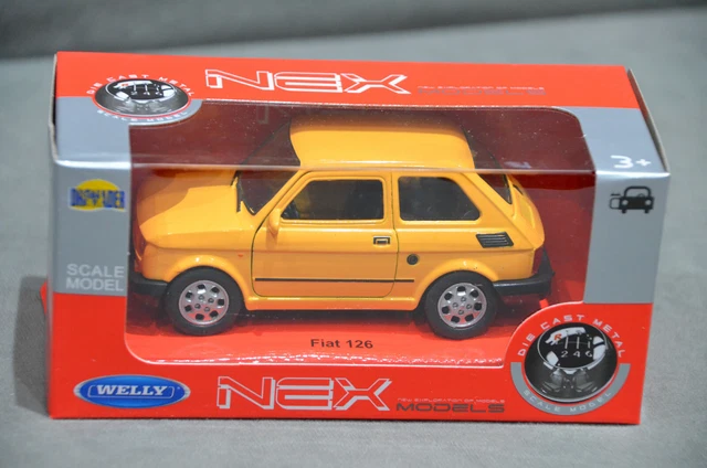 WELLY NEX POLSKI Fiat 126 Orange Diecast Model Classic Car Scale 1:34 ...