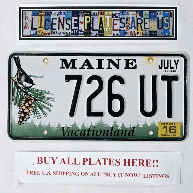 2016 MAINE LICENSE Plate 🔥Free📬🔥 726 Ut ~Low 3 Digit Number Chickadee ...