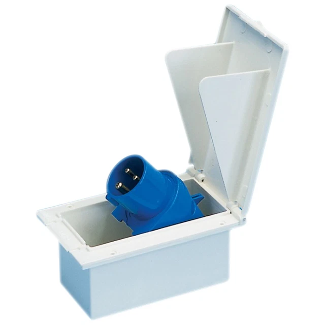 CARAVAN MAINS 240V Inlet Flush Mounted Plug Angled Motorhome Horsebox ...
