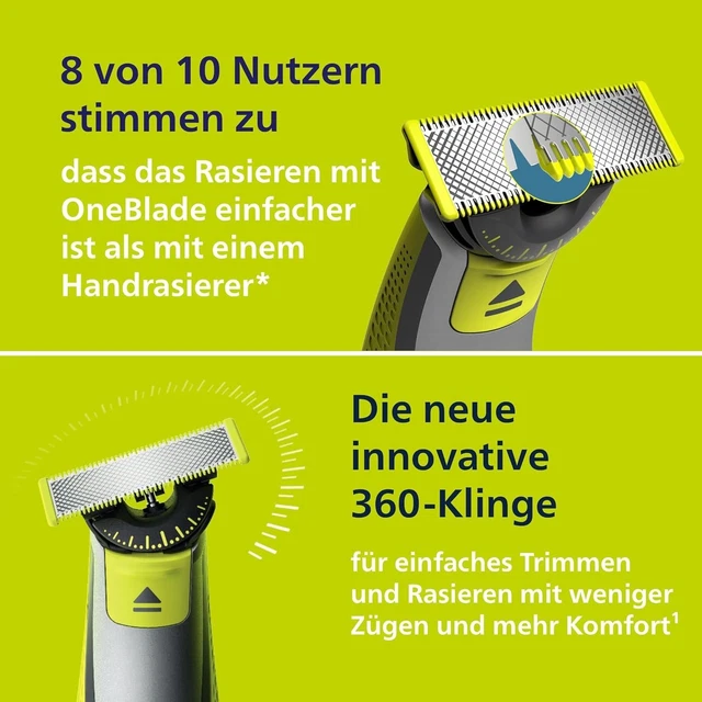 PHILIPS ONEBLADE QP2834/31 - 360° Bartschneider Rasierer 3 Klingen, 6 ...