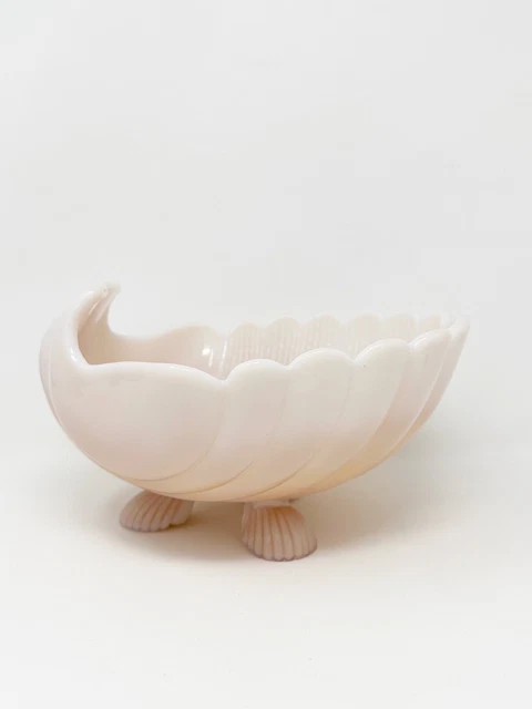 CAMBRIDGE CROWN LARGE Sea Shell Footed Bowl Tuscan Style Pink Milk ...