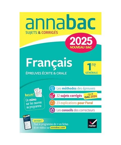 ANNALES DU BAC Annabac 2025 Français 1re générale (bac de français ...
