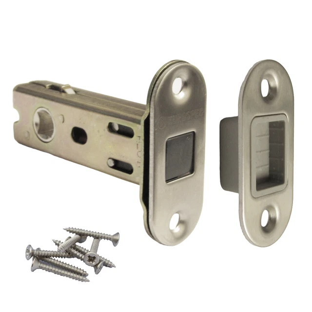MAGNETIC TUBULAR MORTICE Latch 57mm Backset Eurospec Round Satin ...