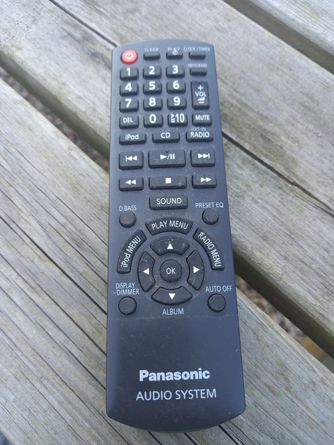 GENUINE PANASONIC AUDIO System Remote Control Black Unit Handset ...