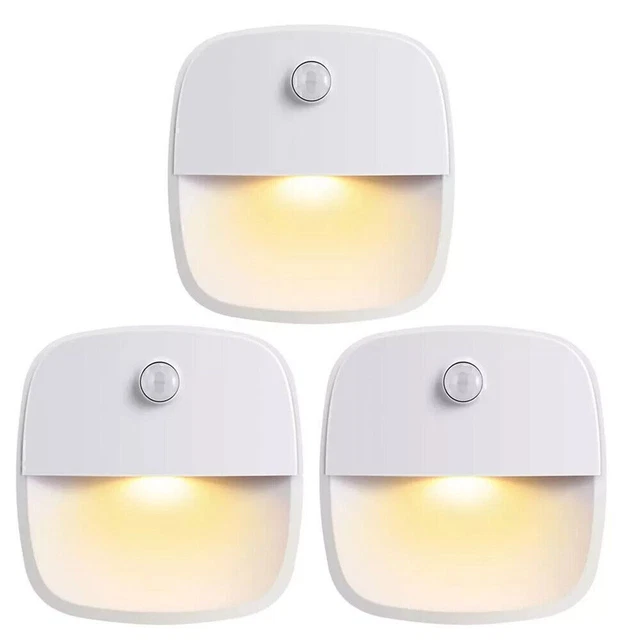 3X LED NIGHT light with motion sensor sensor battery stair light lamp ...