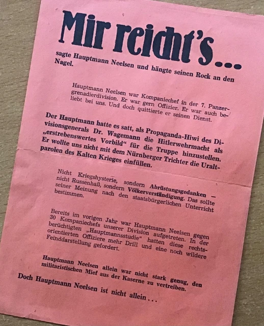 Original Cold War Era East German Propaganda Leaflet “mir Reichts…” £