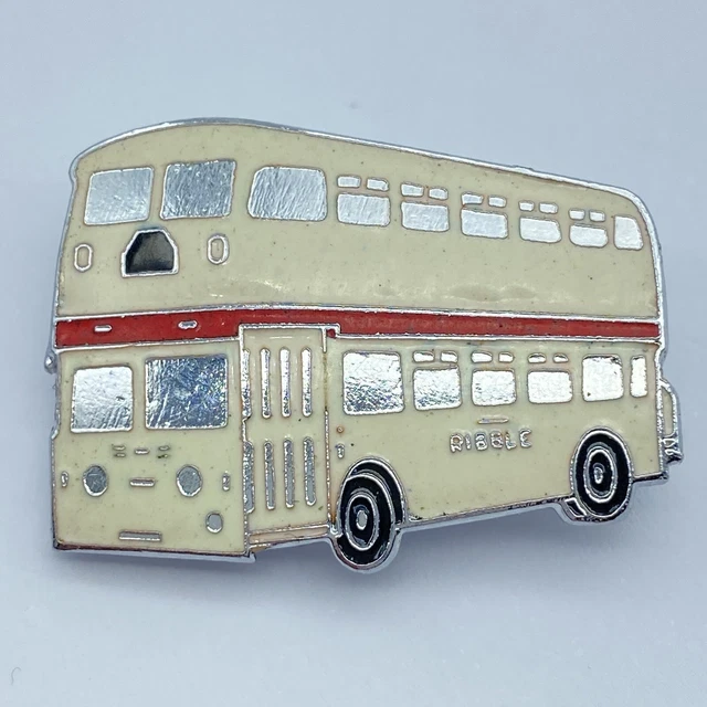 RIBBLE MOTOR SERVICES DOUBLE DECKER BUS 1950s ERA VINTAGE ENAMEL PIN ...