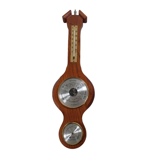 WEATHERMASTER BAROMETER HYGROMETER Thermometer Large 54cm Long Wood ...