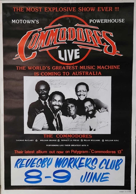 COMMODORES LIVE ORIGINAL 1983 handwritten gig poster Revesby Workers ...