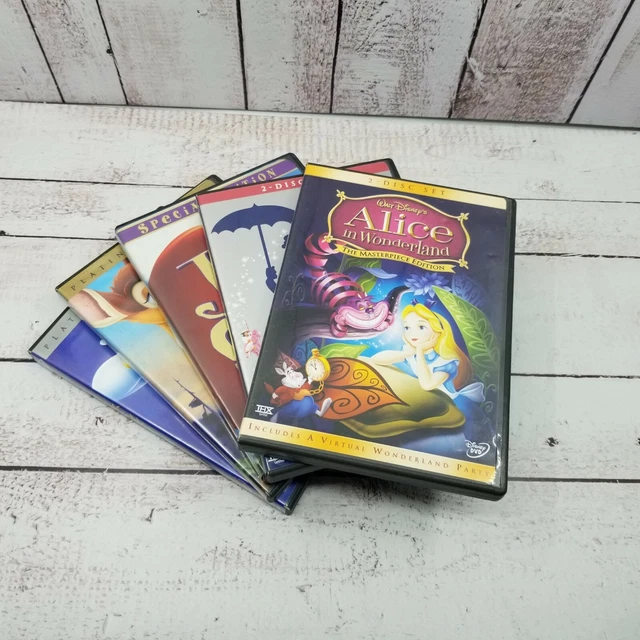 DISNEY DVD LOT (5) Mary Poppins Bambi Alice in Wonderland Aladdin James ...