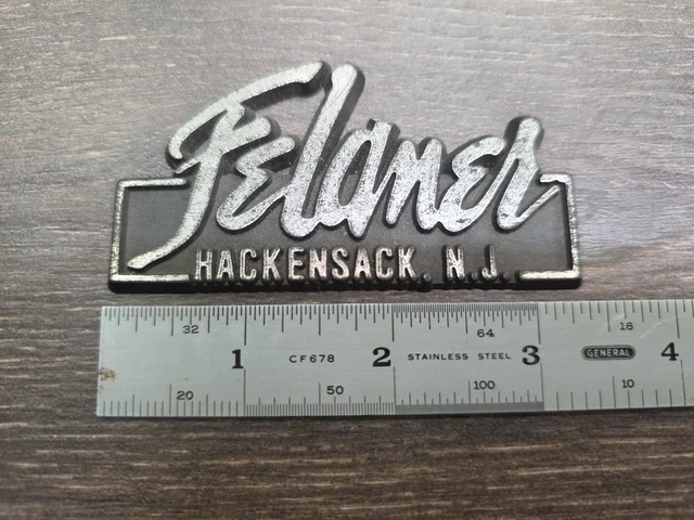 VINTAGE FELDNER HACKENSACK NJ Rear Trunk Dealership Dealer Emblem Badge ...
