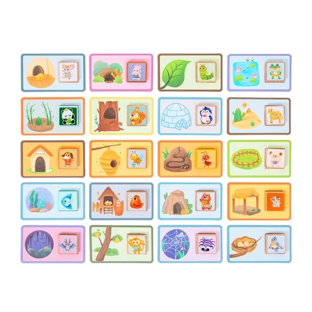 ANIMAL SCENE MATCHING Game Puzzle Toy Wooden Educational Sorting ...