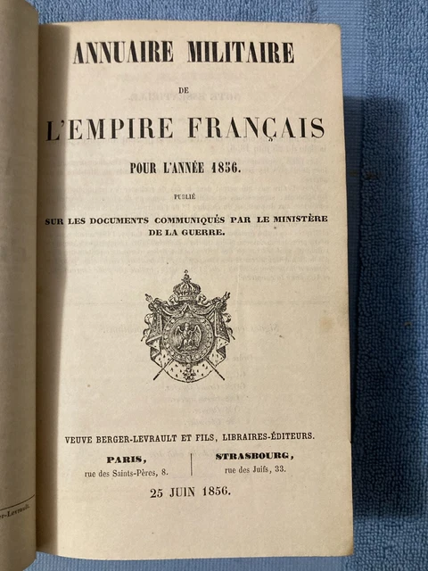 ANNUAIRE MILITAIRE 1856 officiers généraux second empire Napoléon III EUR 70,00 - PicClick FR