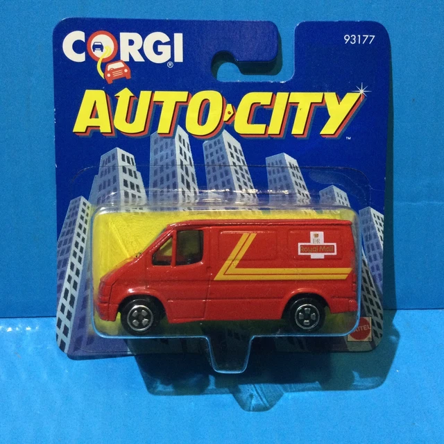 1993 CORGI MATTEL Auto City Ford Transit Van Red Royal Mail Delivery ...