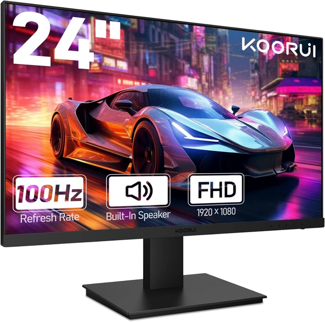KOORUI 24 ZOLL Monitor FHD 1920 X 1080P 100 Hz, VA, Build-In Speakers ...