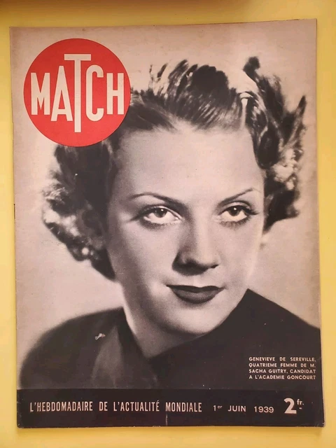 PARIS MATCH DU 1er Juin 1939 Geneviève De Séreville Femme de Sacha ...