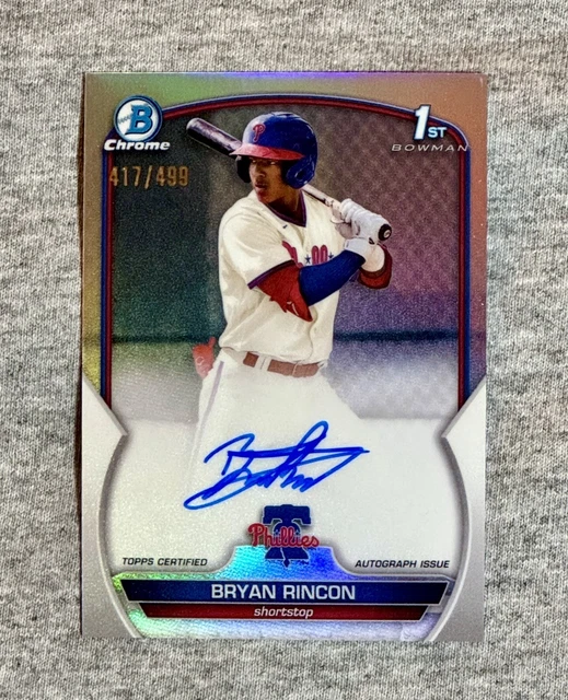 BRYAN RINCON 2023 Bowman chrome réfracteur autographe RC/499 CPA-BRN ...