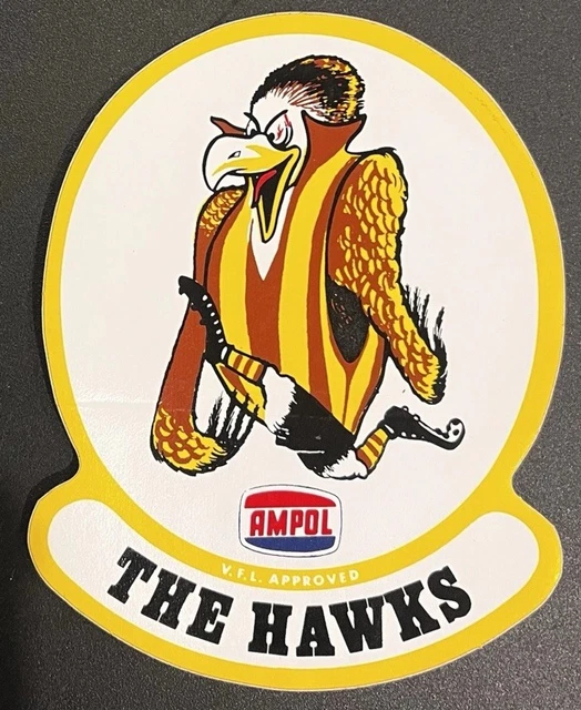 VINTAGE 1970S AMPOL Hawthorn Hawks VFL Era Sticker Decal vintage VFL ...