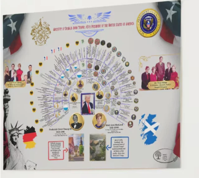 DONALD TRUMP'S FAMILY Tree (6-generation pedigree chart print 28x18 ...