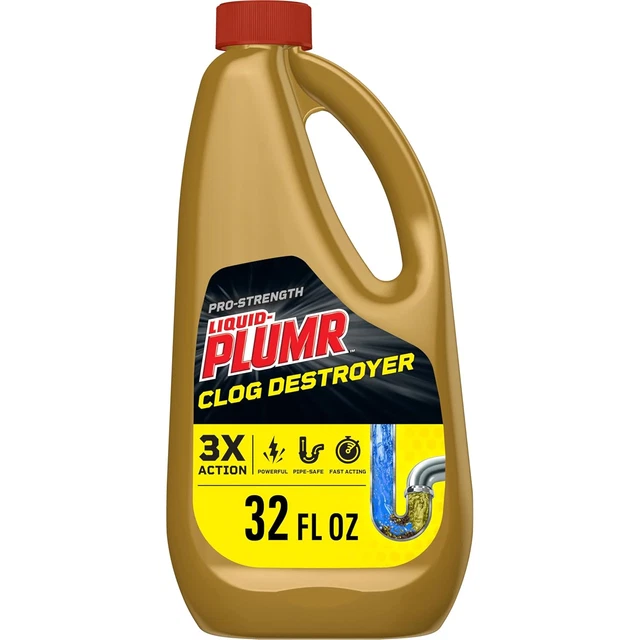 LIQUID-PLUMR PRO-STRENGTH CLOG Remover, Full Clog Destroyer, 32 Fluid ...