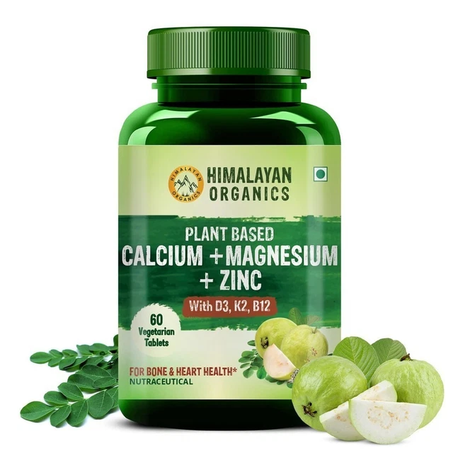 HIMALAYAN ORGANICS PLANT Based Calcium Magnesium + Zinc - Vitamin D3+k2 ...