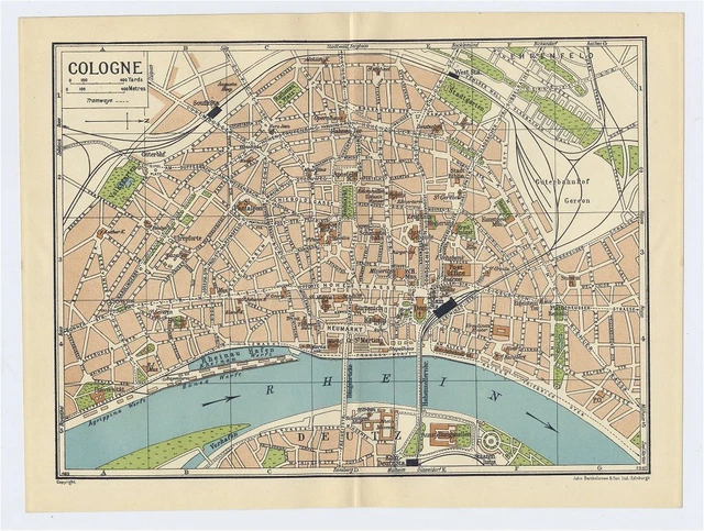 1933 ORIGINAL VINTAGE City Map Of Cologne Köln Koln / Germany £14.88 ...